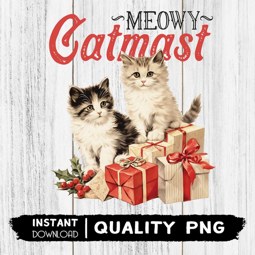 Meowy Catmas Png, Christmas Cat Png, Funny Christmas Png, Cat Png ...