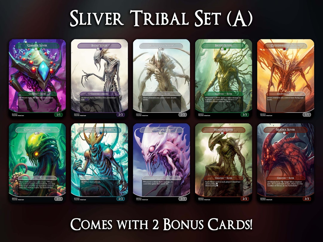 Sliver Tribal Set A 10 Cards Set Comes With 2 Bonus Cards MTG Proxy ...