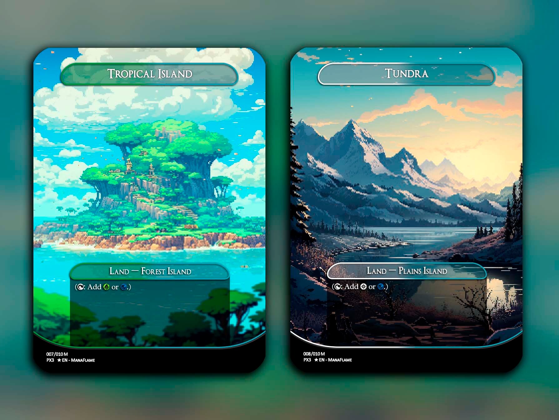 8-bit Pixel Lands Set C 10 Cards Set Comes With 2 Bonus Cards MTG Proxy ...