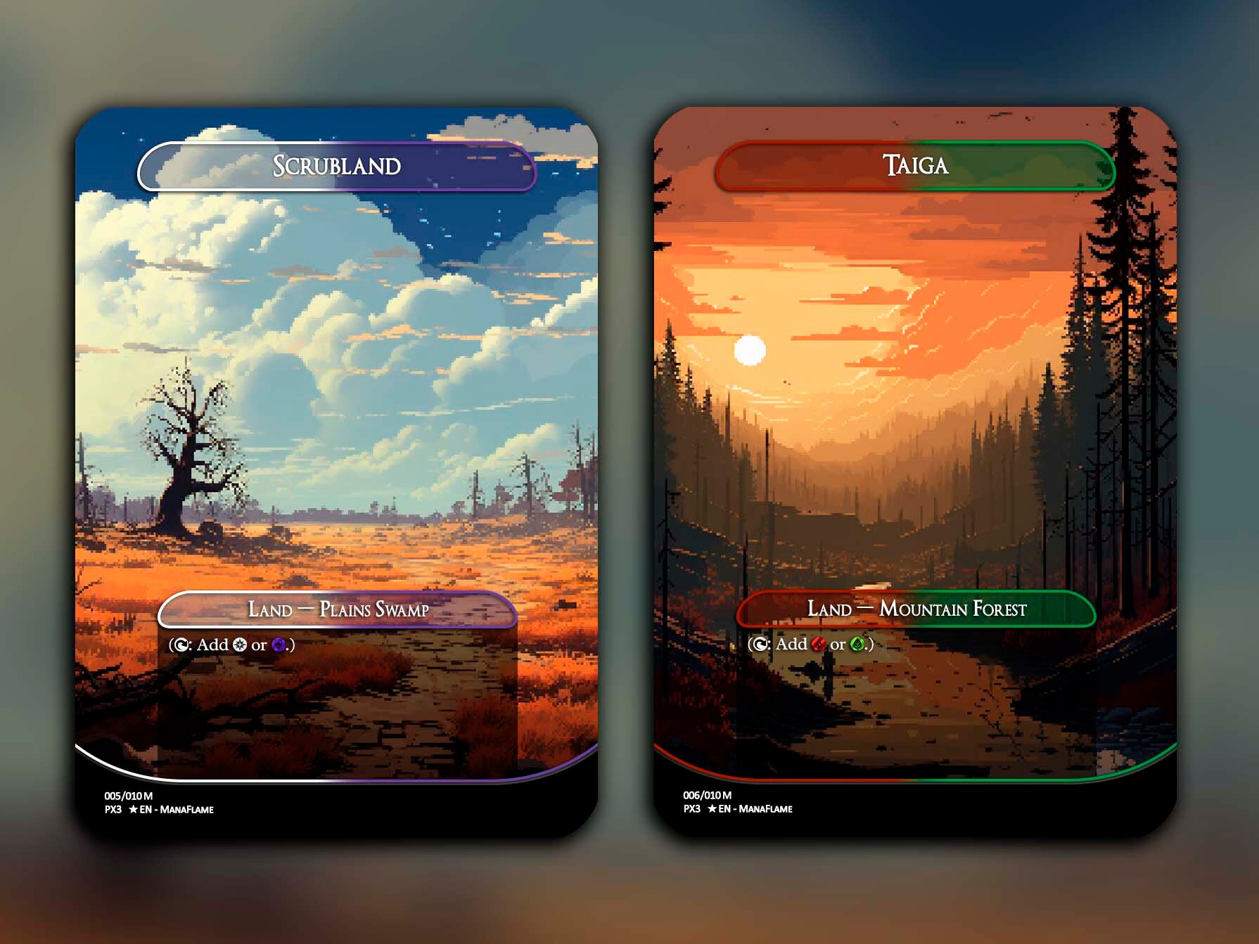 8-bit Pixel Lands Set C 10 Cards Set Comes With 2 Bonus Cards MTG Proxy ...