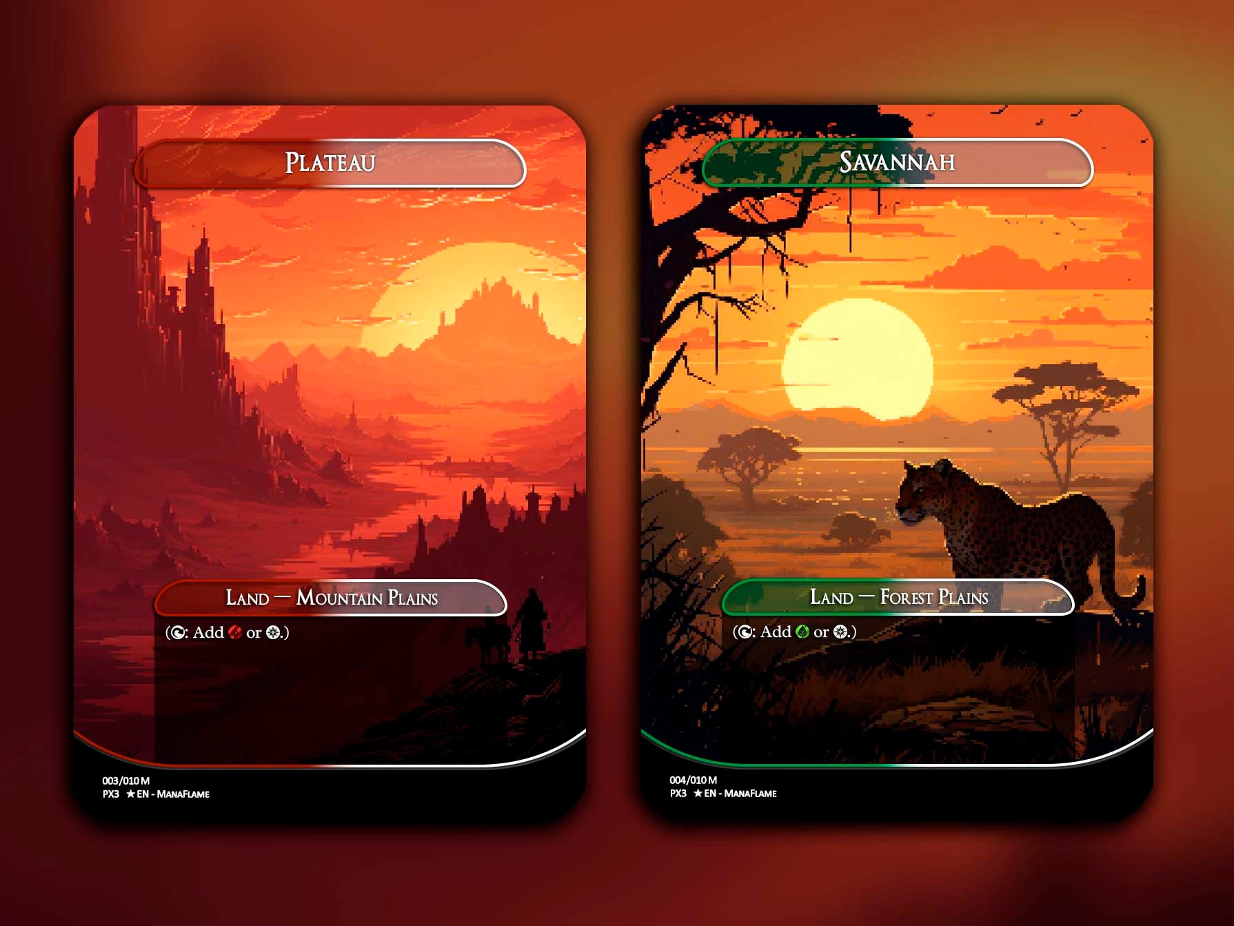 8-bit Pixel Lands Set C 10 Cards Set Comes With 2 Bonus Cards MTG Proxy ...