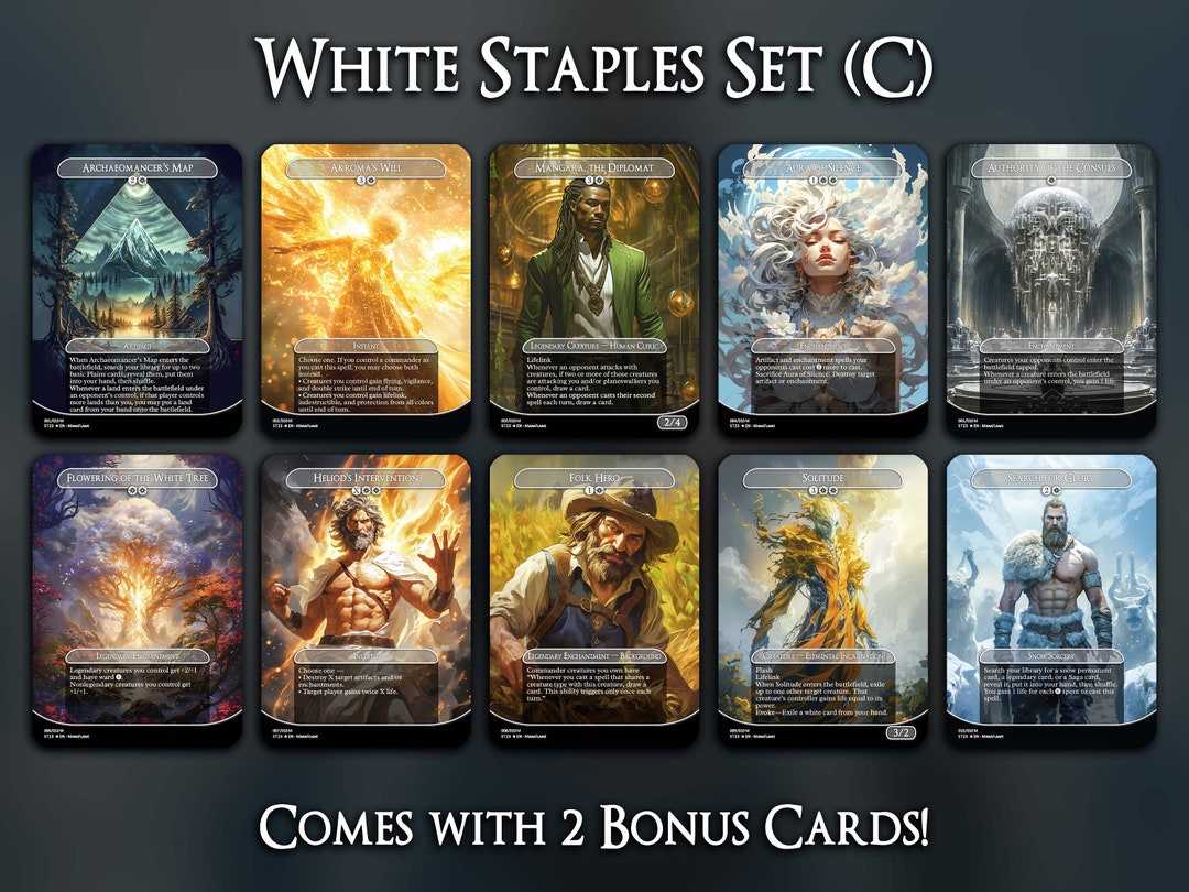 White Staples Set C 10 Cards Set Comes With 2 Bonus Cards MTG Proxy ...