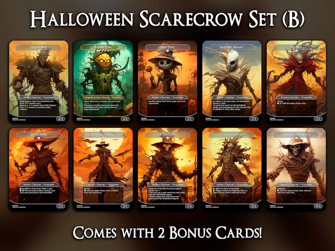 Halloween Scarecrow Set B 10 Cards Set Comes With 2 Bonus Cards MTG ...