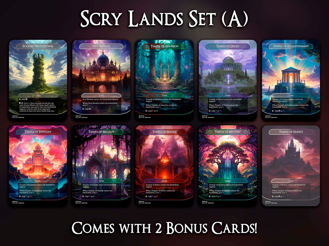 Scry Lands Set A 10 Cards Set Comes With 2 Bonus Cards MTG Proxy Cards ...