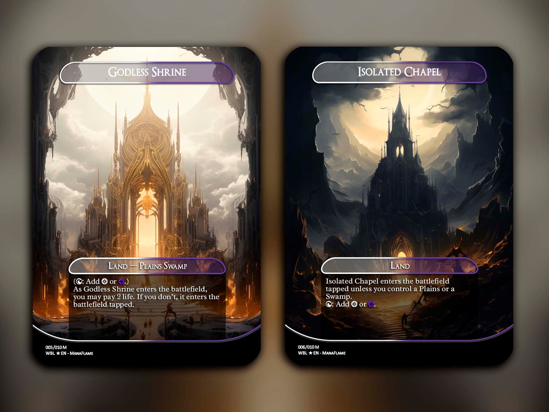 White Black Lands Set A 10 Cards Set Comes With 2 Bonus Cards MTG Proxy ...