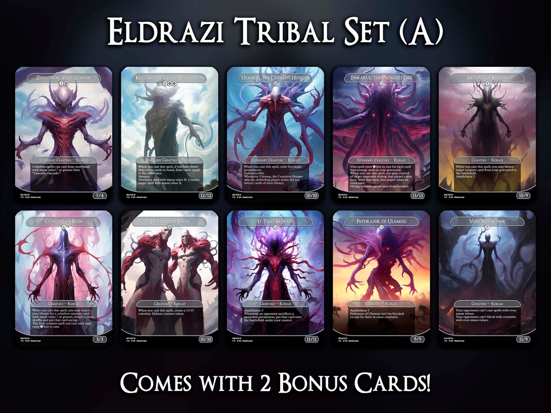 Eldrazi Tribal Set A 10 Cards Set Comes With 2 Bonus Cards MTG Proxy ...