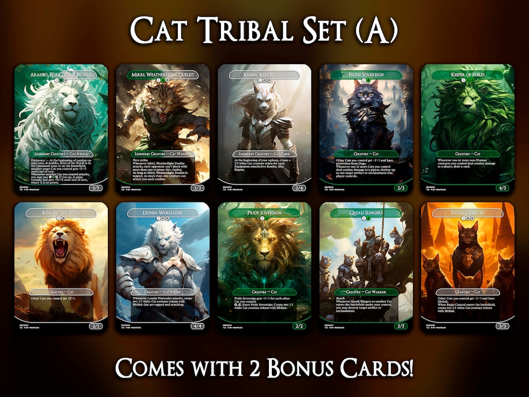 Cat Tribal Set A 10 Cards Set Comes With 2 Bonus Cards MTG Proxy Cards ...