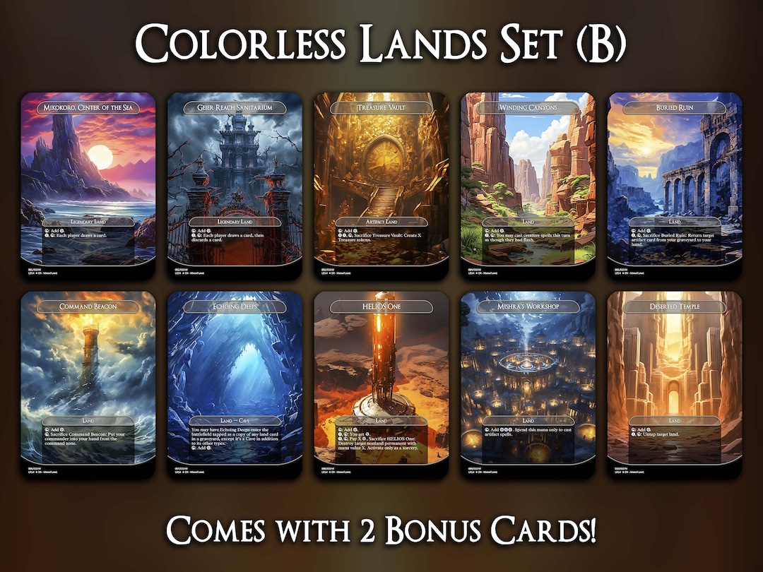 Colorless Lands Set B 10 Cards Set Comes With 2 Bonus Cards MTG Proxy ...