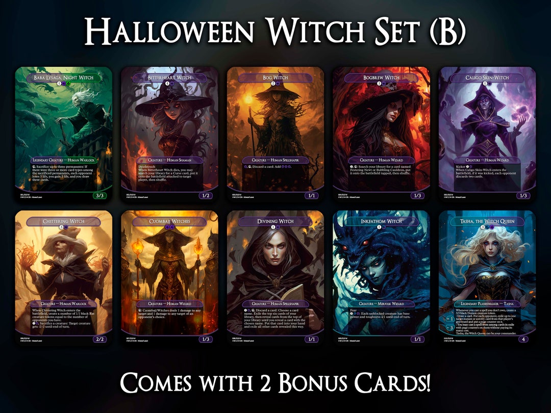 Halloween Witch Set B 10 Cards Set Comes With 2 Bonus Cards MTG Proxy ...