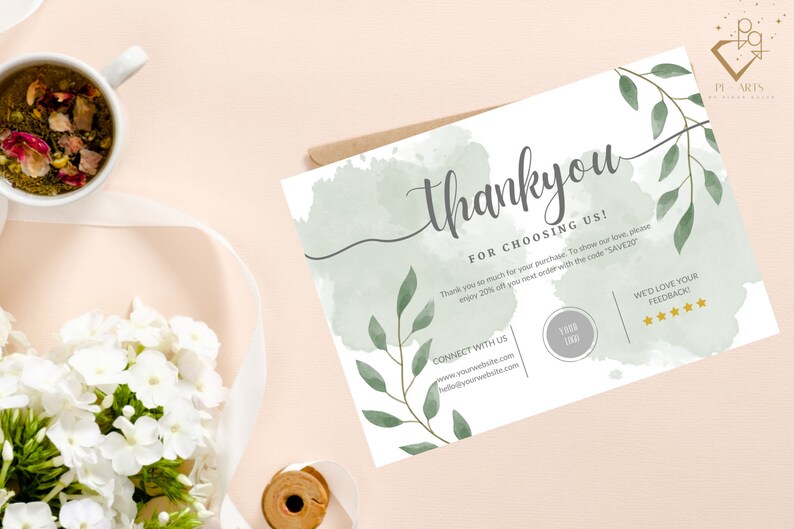 Personalized Small Business Thank You Card Editable in Canva, DIY ...