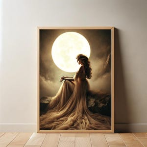 Selene Painting Poster | Greek Goddess of the Moon | Art Nouveau Style ...