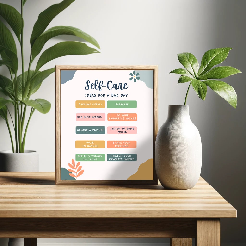 Self-care Digital Download Poster With Calming Colours | Take a Breath ...