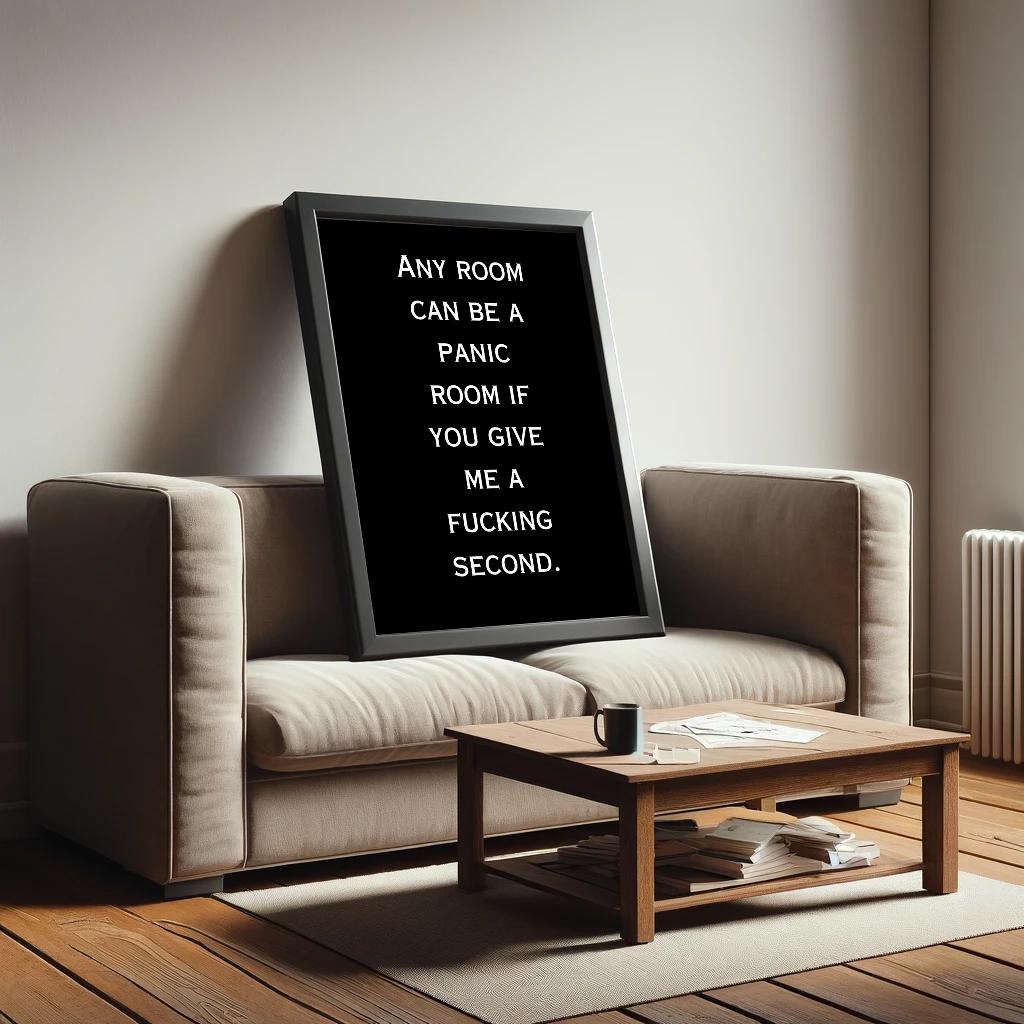 Any Room Can Be A Panic Room Poster | Funny Saying | Retro Print ...