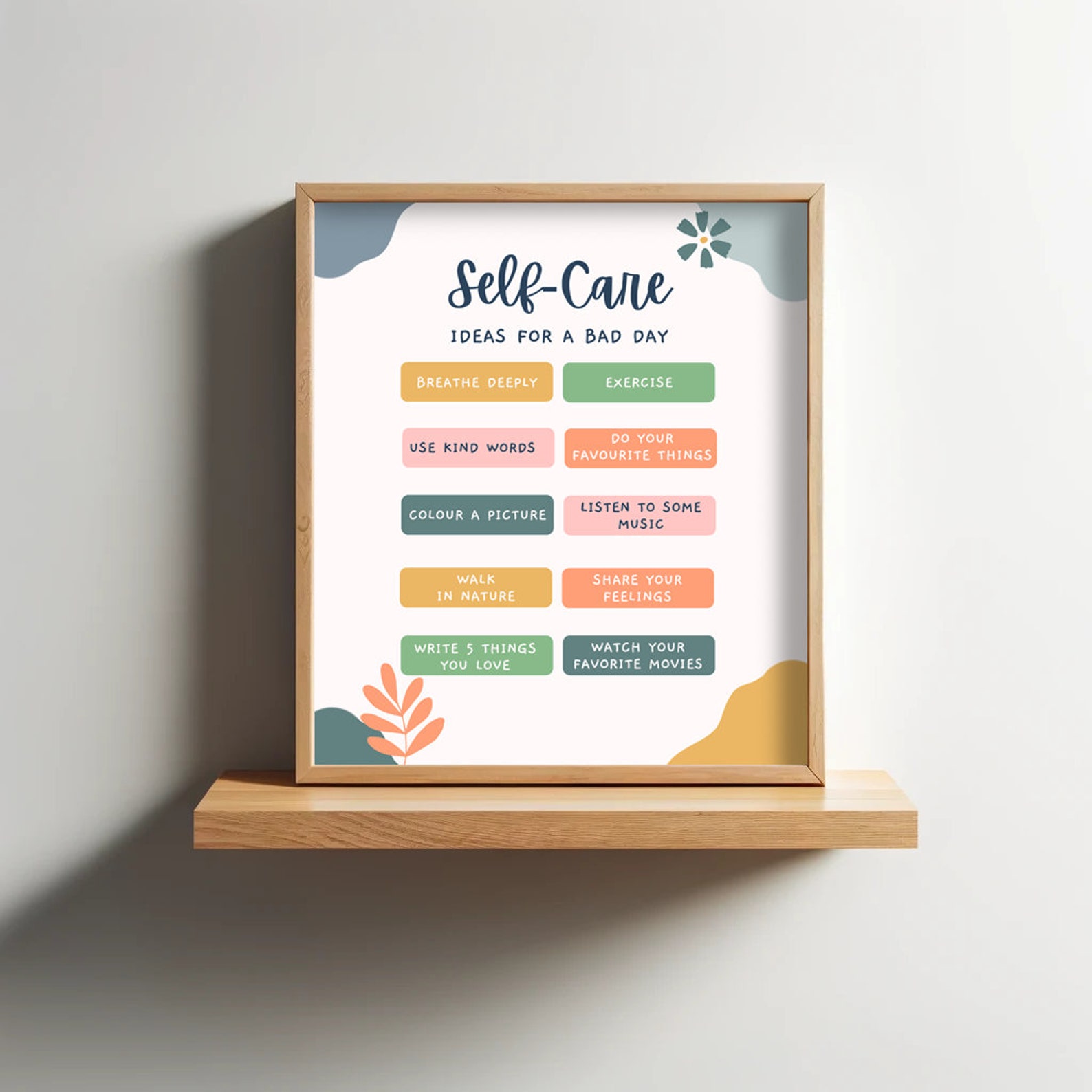 Self-care Digital Download Poster With Calming Colours | Take a Breath ...