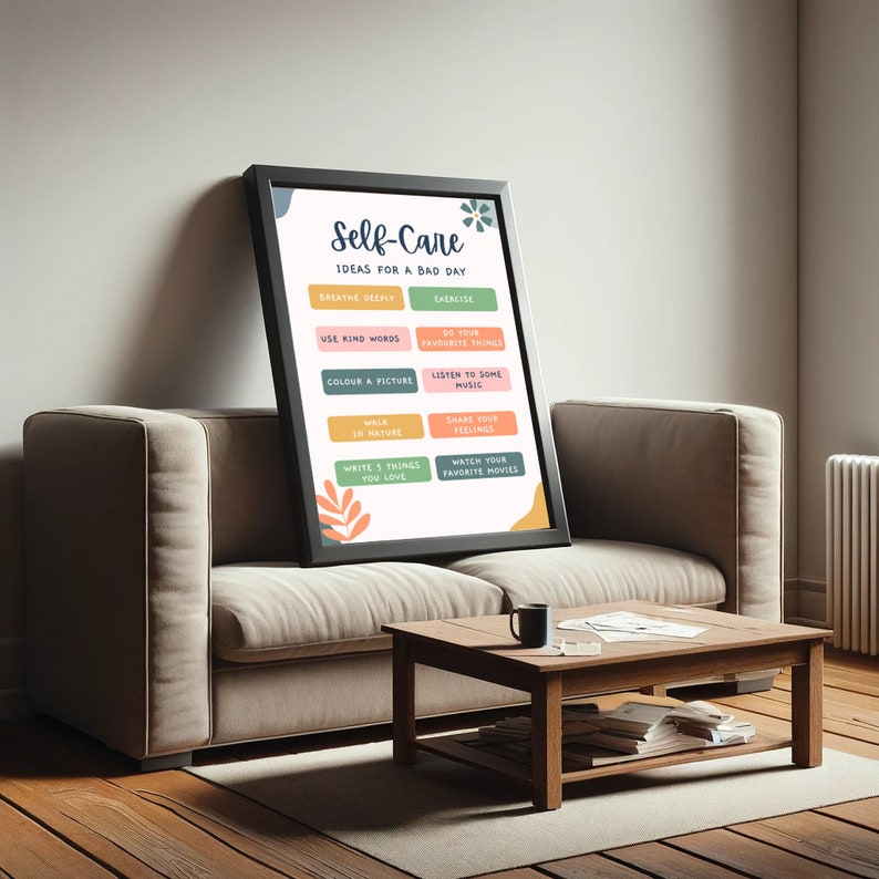 Self-care Digital Download Poster With Calming Colours | Take a Breath ...