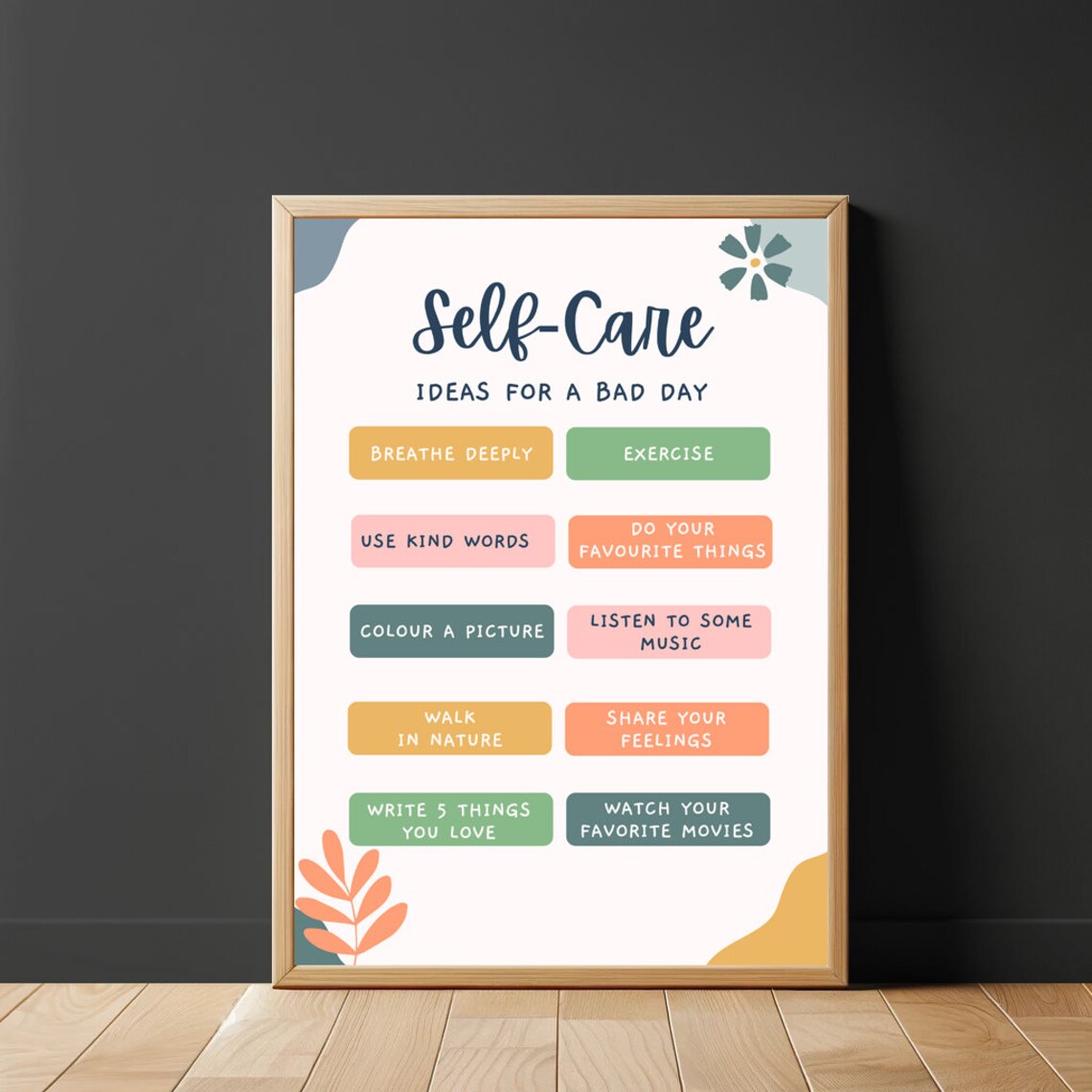 Self-care Digital Download Poster With Calming Colours | Take a Breath ...