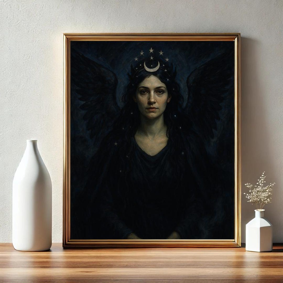 Nyx Painting Poster | Greek Goddess of Night | Divine Wall Art | Home ...