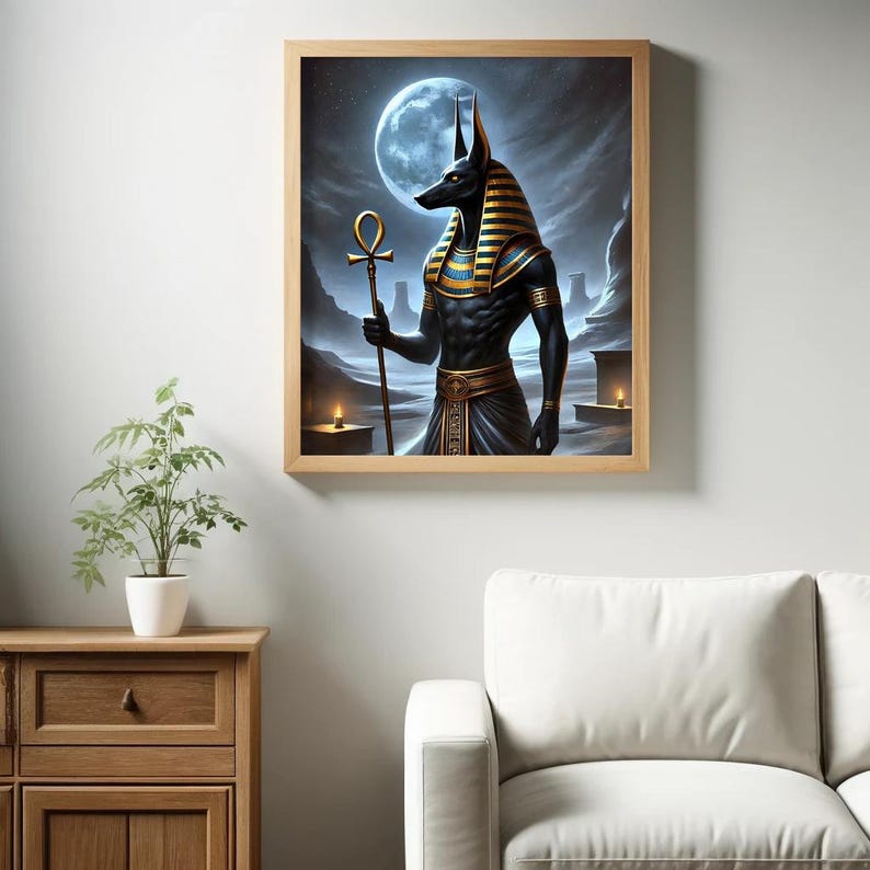 Anubis Painting Poster | Egyptian Guide to the Underworld | Digital ...