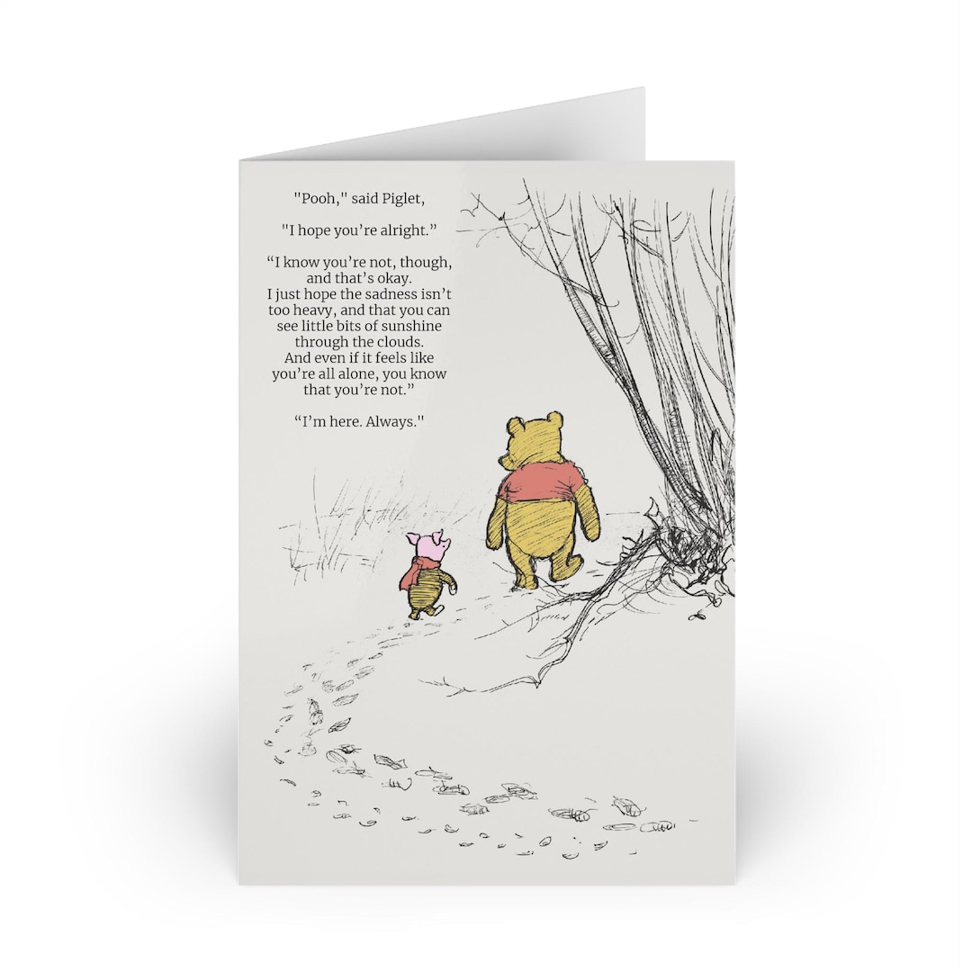 Winnie-the-pooh I Hope You're Ok Sympathy Card With Envelope | Piglet ...