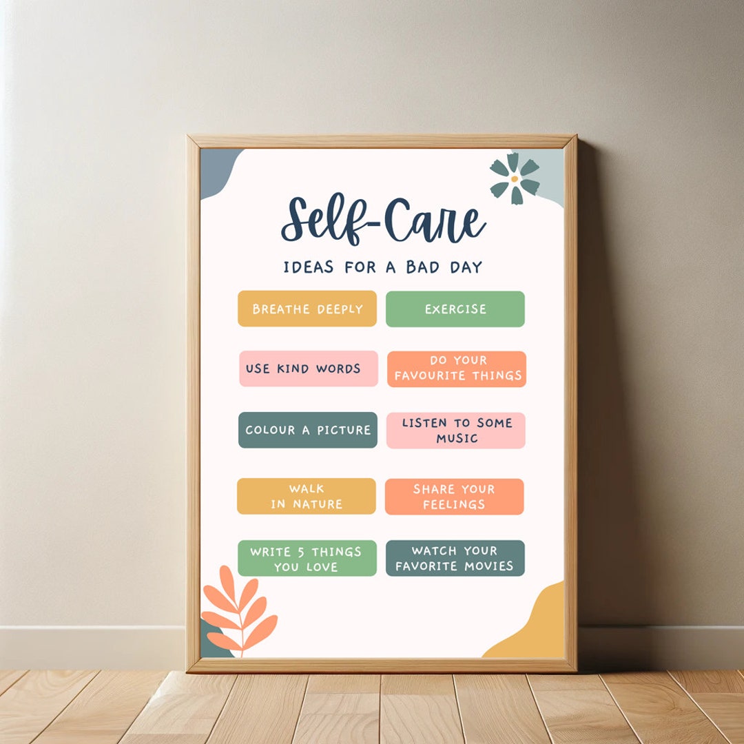 Self-care Digital Download Poster With Calming Colours | Take a Breath ...