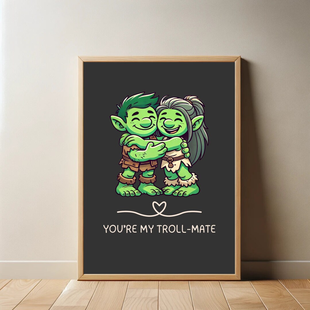 Troll Mates Poster Digital Download Bring Some Laughter Romantic Poster ...