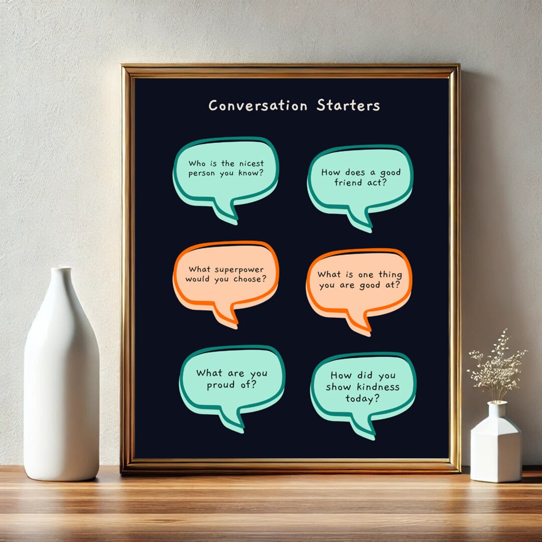 Conversation Starters | Digital Download Poster | Engagement Poster ...