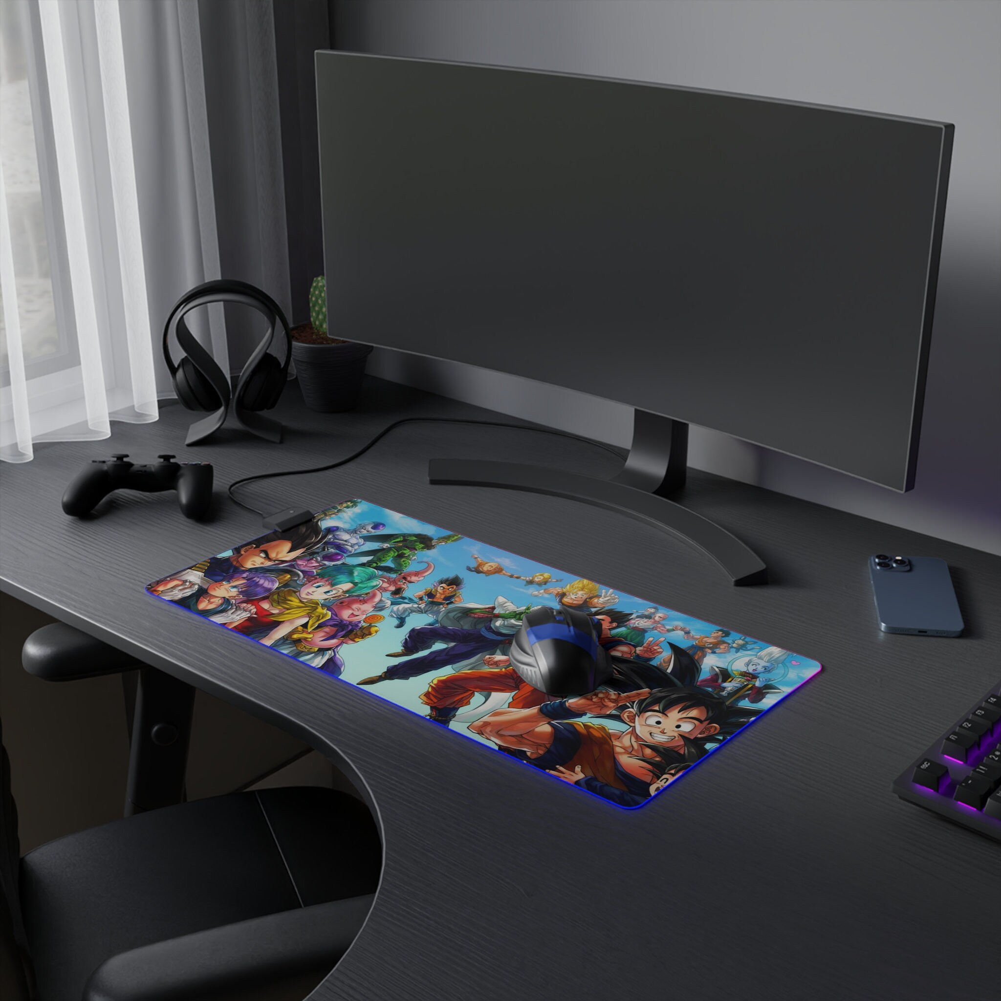 LED Dragonball Z Style Gaming Mouse Pad Gaming Keyboard and Mouse Pad ...