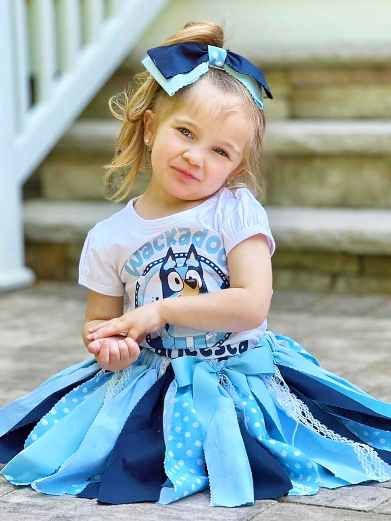 Bluey Custom Birthday Fabric Tutu Outfit, Bluey Birthday Shirt, Bluey ...