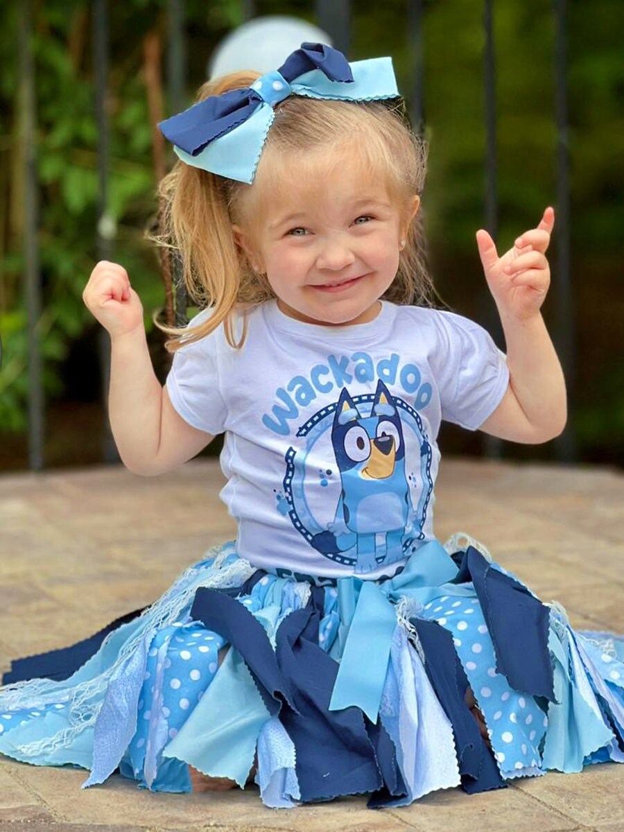 Bluey Custom Birthday Fabric Tutu Outfit, Bluey Birthday Shirt, Bluey ...