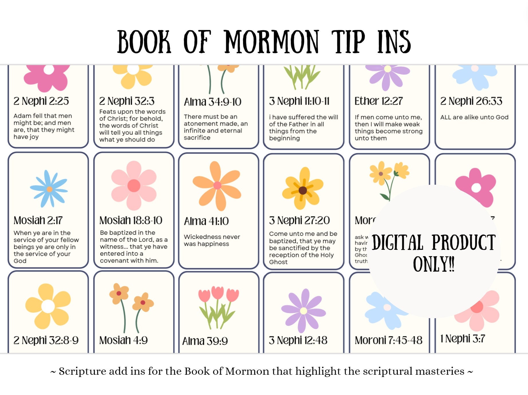 Book of Mormon Doctrinal Mastery Tip Ins Seminary Scripture Study BOM ...