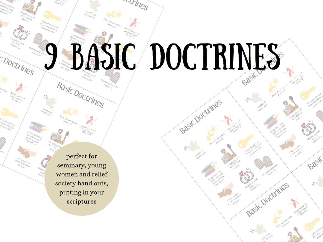 9 Basic Doctrines Handout Seminary Relief Society Young Women Church ...