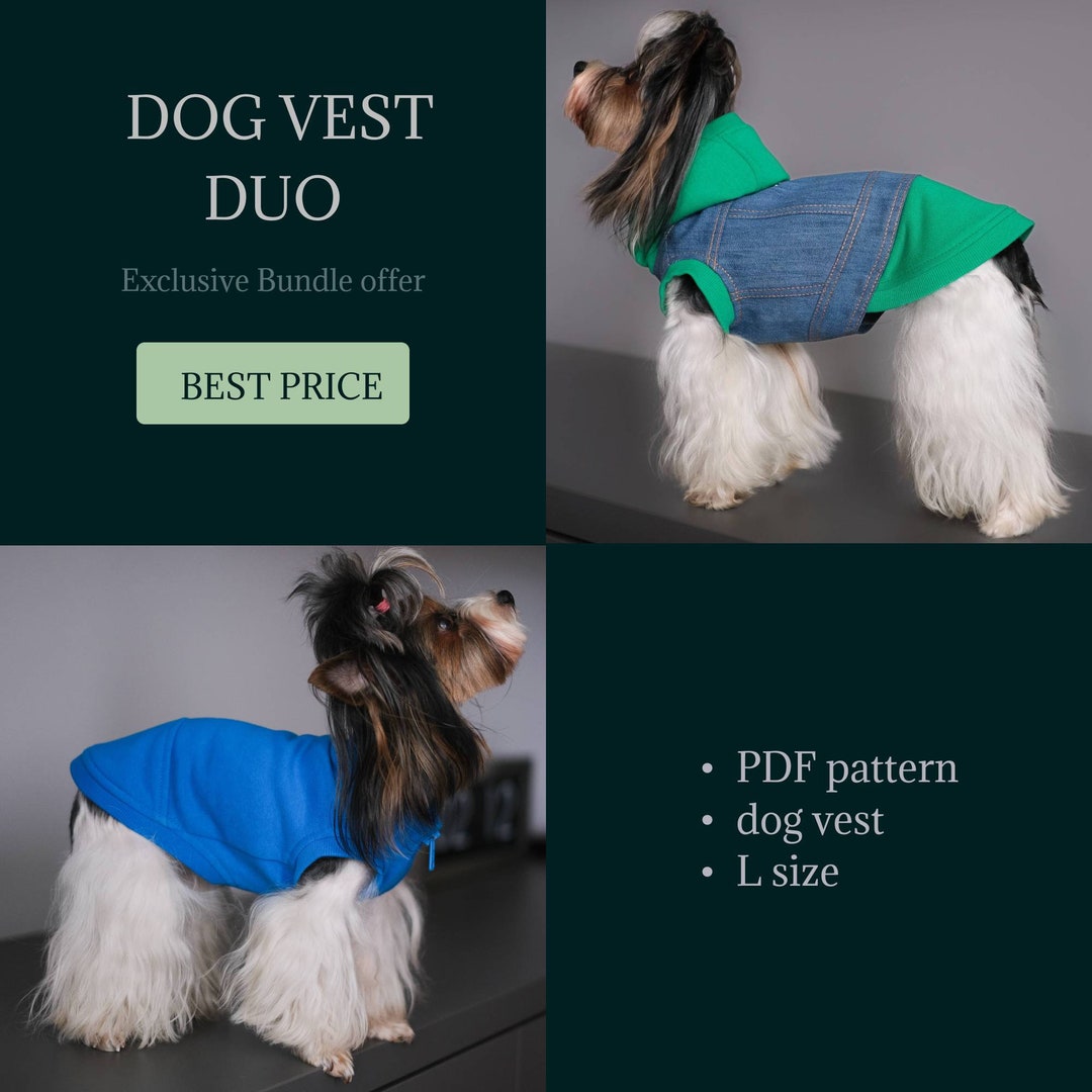 Dog Vest Sewing Pattern Bundle (L Size) - Two Styles, PDF Sewing Guide ...