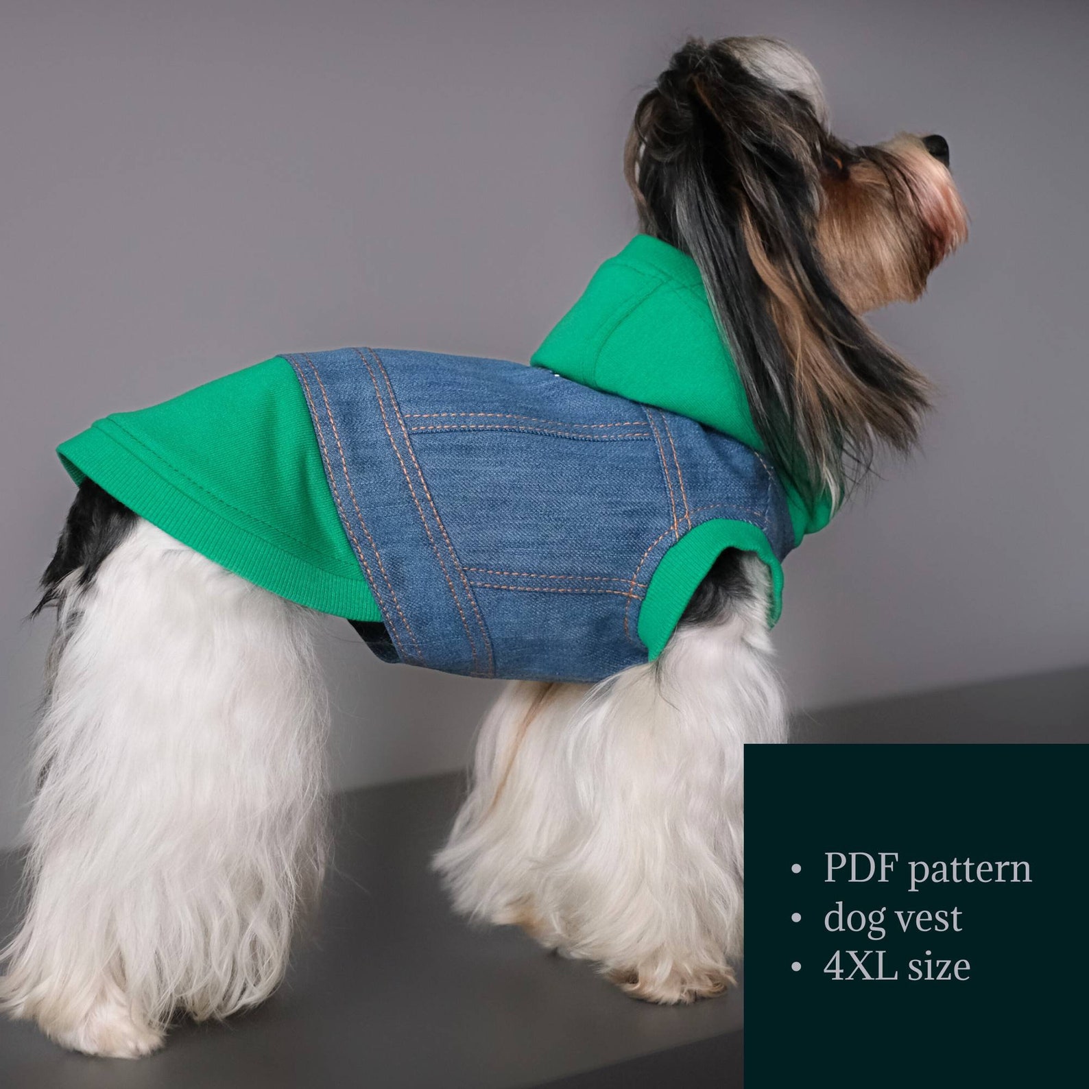 Handmade Dog Denim Vest Sewing Pattern (4XL Size) - DIY Pet Jacket ...