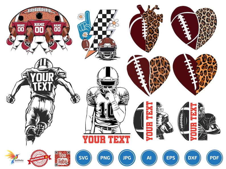 Football Player Svg Png Bundle, Colored Layers, Football Season ...