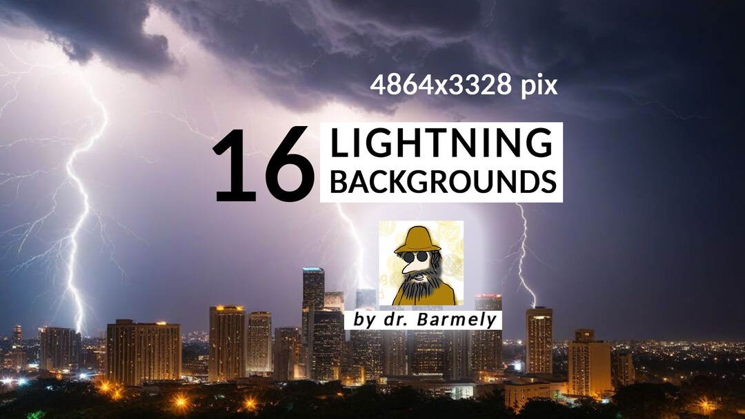 16 Lightning Storm Backgrounds Set Lightning Backdrops Thunderstorm ...
