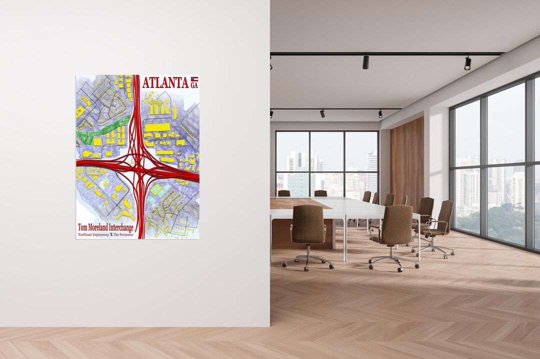 Tom Moreland Interchange Metal Print: Vibrant Atlanta Art Print, Map ...