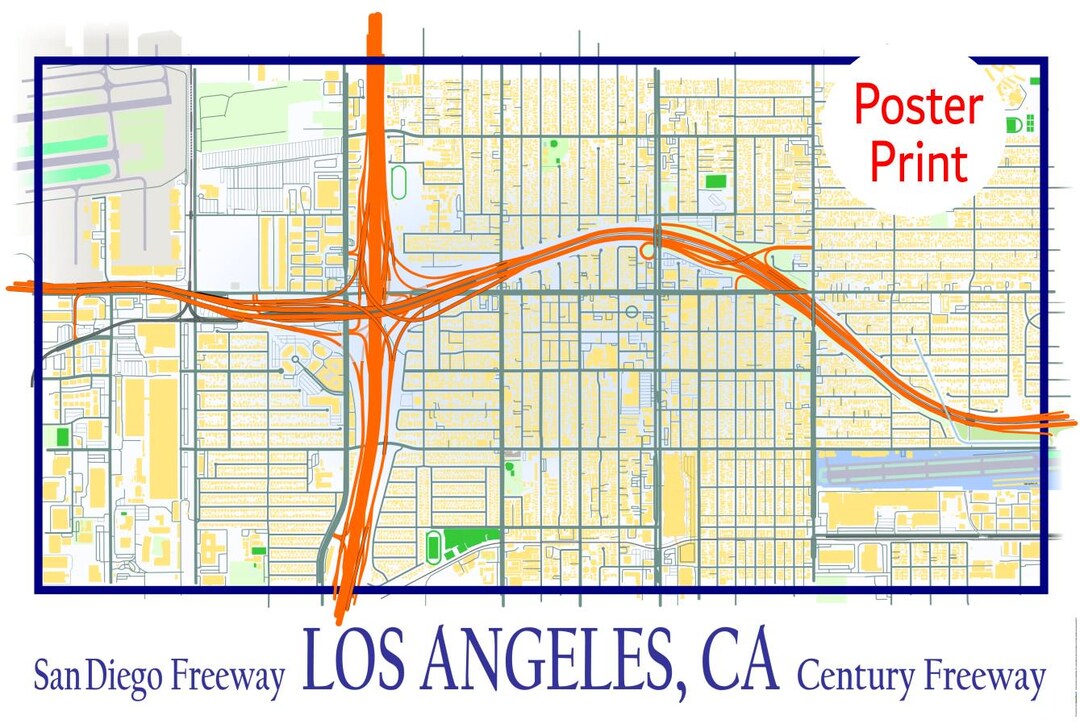 LAX Interchange Map Poster Print – Los Angeles Wall Art, California ...