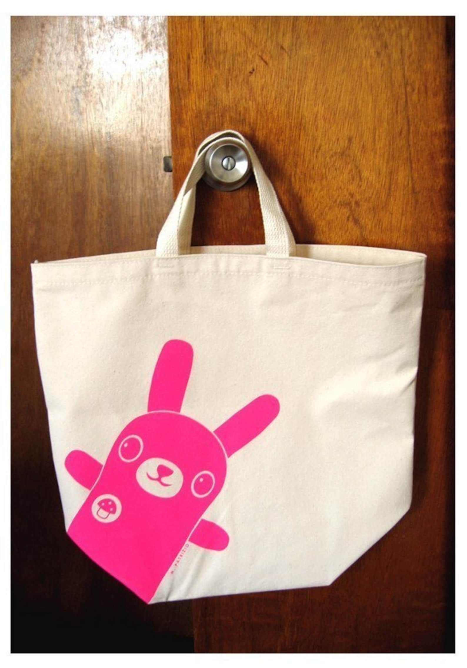 Organic Cotton Bunny Rabbit Tote Bag - Reusable Shopping Grocery Bag - Etsy