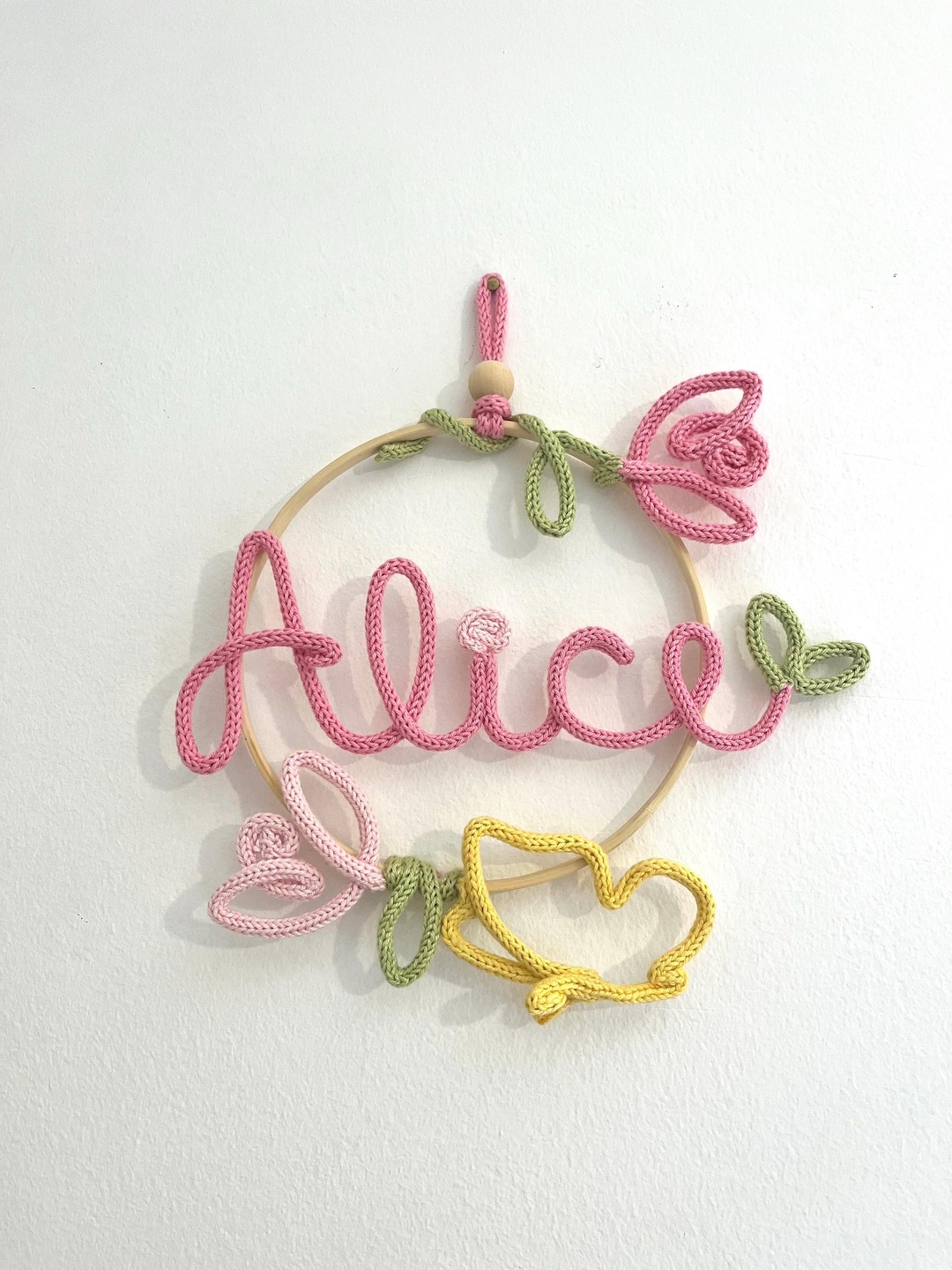 Baby Girl Birth Bow With Name in Tricotin Baby Girl Birth Garland in ...