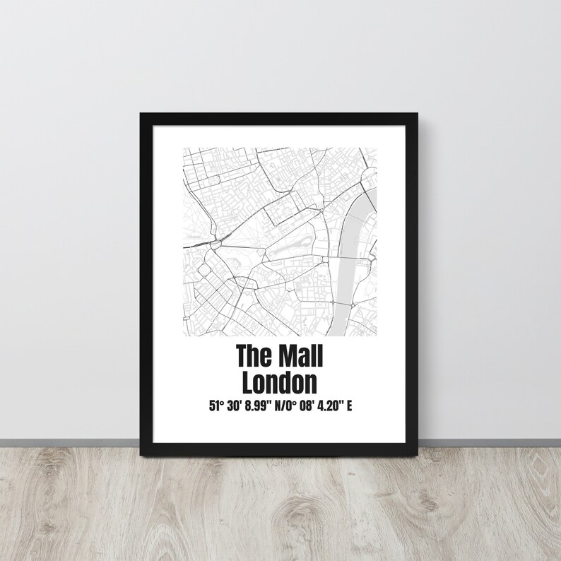 Framed Map of the Mall London, Urban Art, Lin Drawing Art, London ...