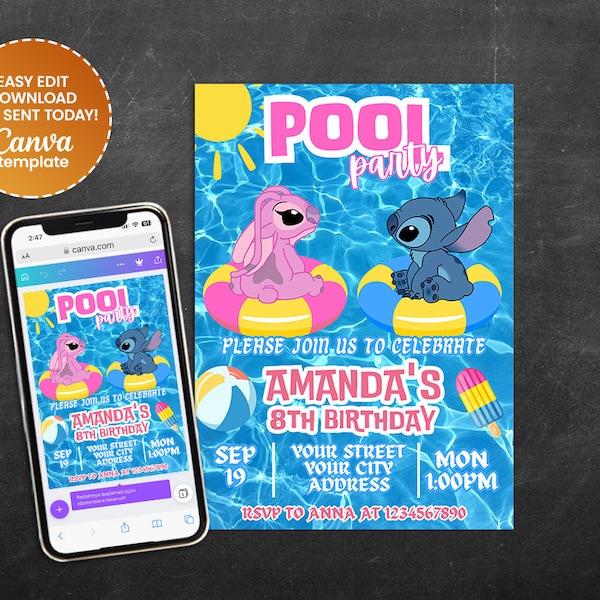 Stitch Angel Pool Party - Etsy