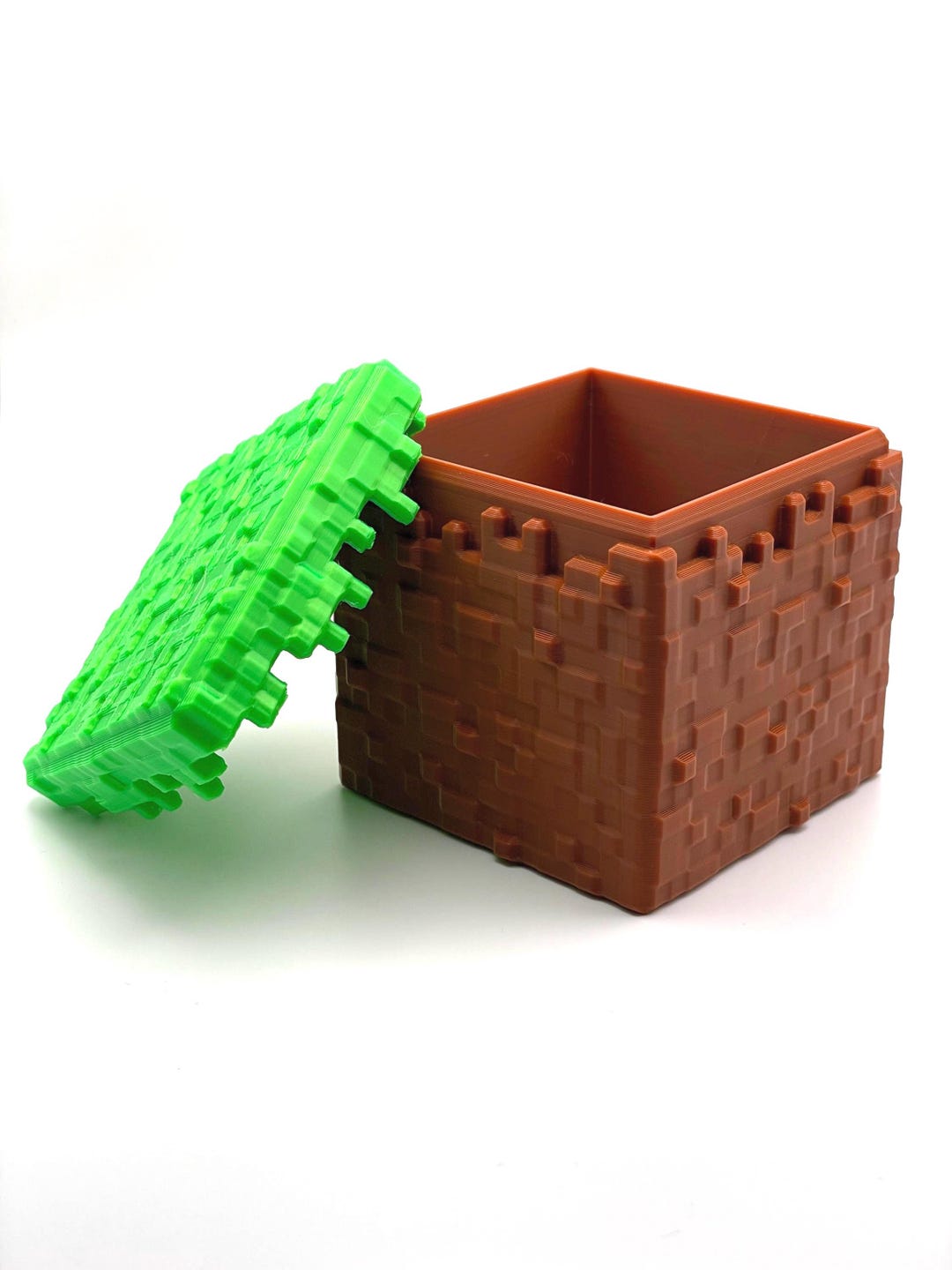 Minecraft Storage Box – 3D Printed Grass Block Organizer – Gamer Desk ...