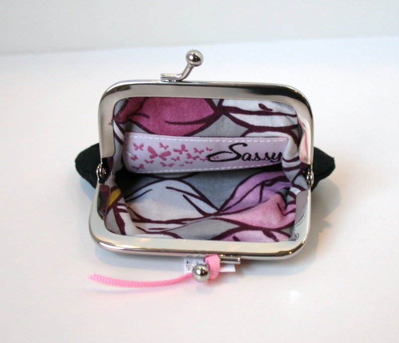 Black Fabric Metal Coin Purse, Coin Purse Silver Frame, Jewelry Bag ...
