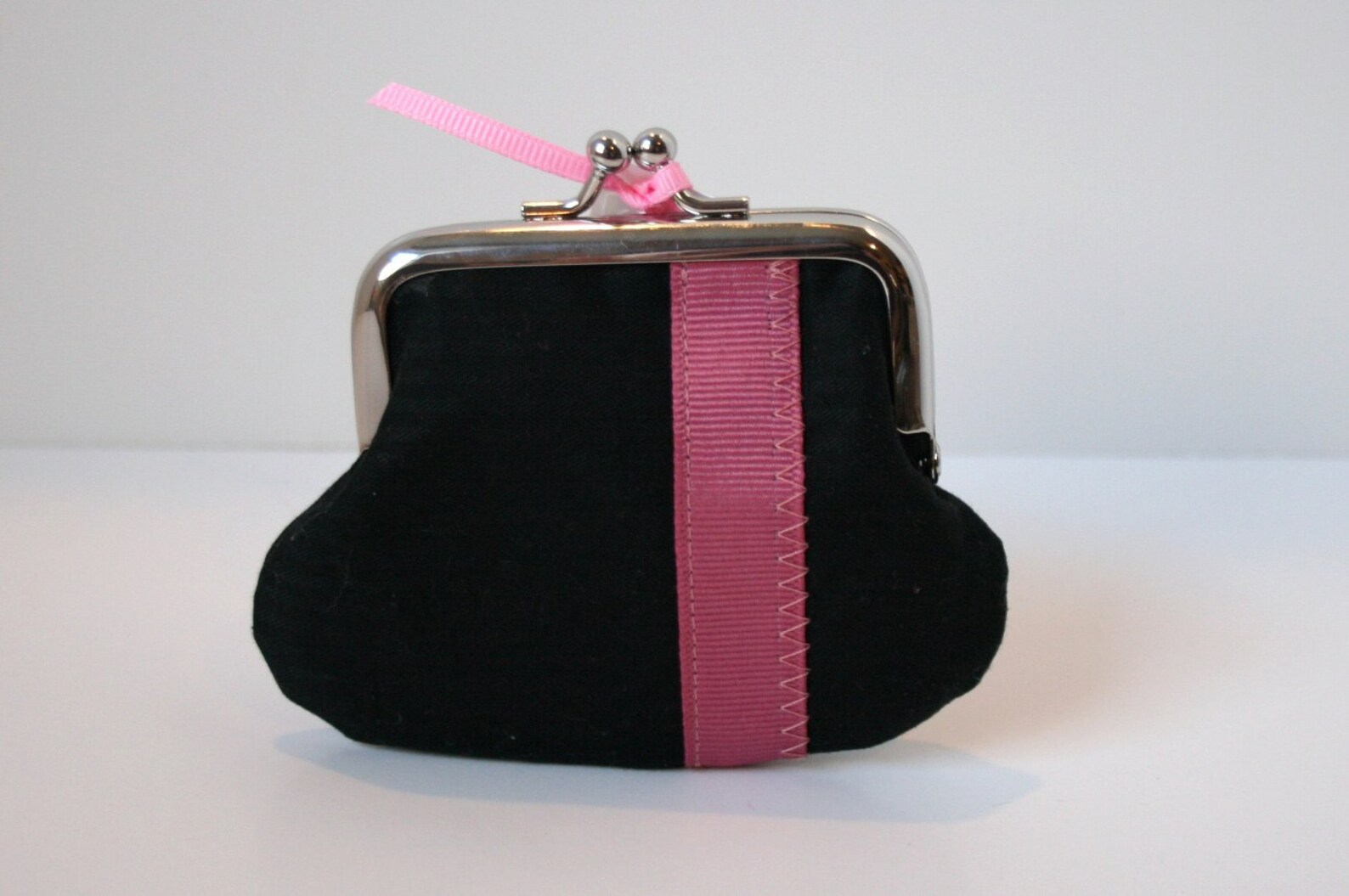 Black Fabric Metal Coin Purse, Coin Purse Silver Frame, Jewelry Bag ...