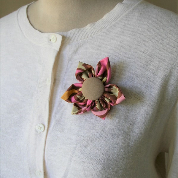 Fabric Flower Pin - Etsy