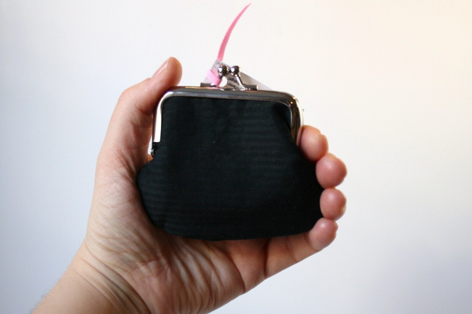 Black Fabric Metal Coin Purse, Coin Purse Silver Frame, Jewelry Bag ...