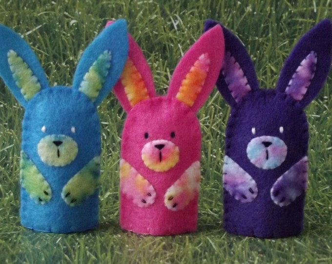 Bunny Finger Puppet - Easter Bunny - Tie Dye Bunny Blue Pink or Purple ...