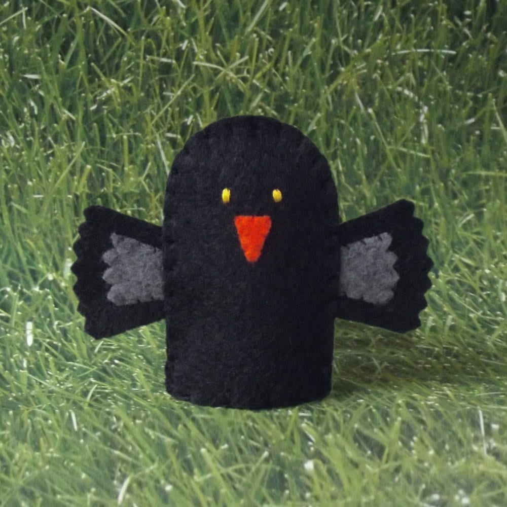 Blackbird Finger Puppet - Raven Puppet - Felt Finger Puppet Red Wing ...
