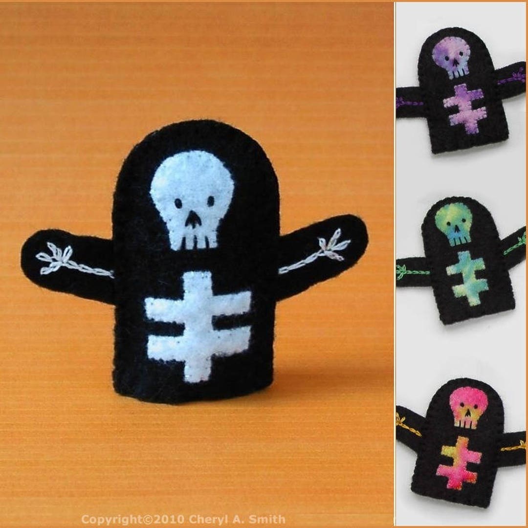 Skeleton Finger Puppet - Select a Color - Felt Skeleton Puppet ...