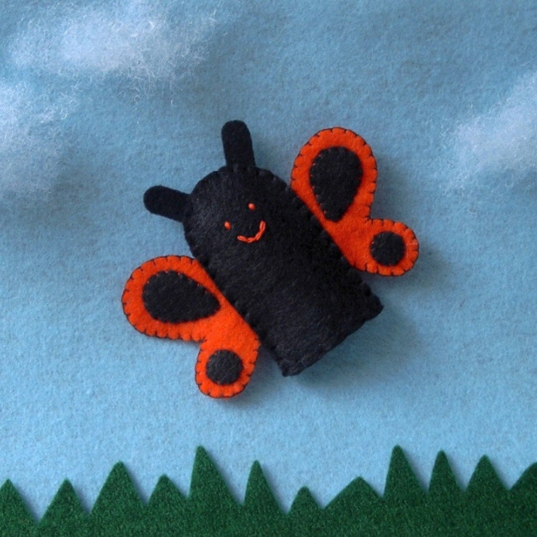 Butterfly Finger Puppet - Select Blue Yellow or Orange Butterfly Puppet ...